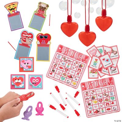 96 Pc. Pink & Red Valentine Party Bingo Game with Prizes for 12 ...
