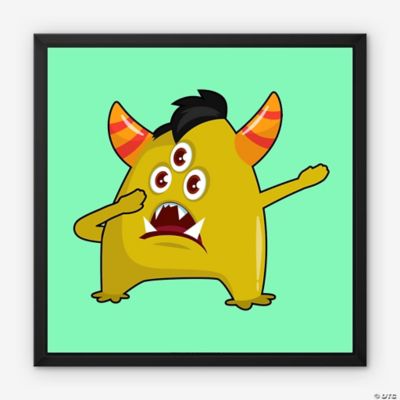 Mojo the Mohawk Monster Black Framed Canvas by Dancing Littles Jungle ...