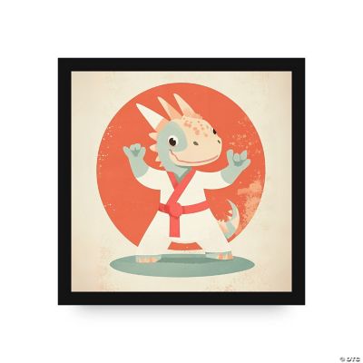 Dax the Fire-Fist Dragon Black Framed Canvas by Dancing Littles Jungle ...