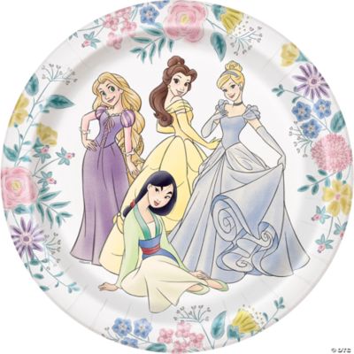 8 3/4" Disney Princess Party Floral Disposable Paper Dinner Plates – 8 ...