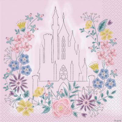 6 1/2" Floral Disney Princess Castle Party Disposable Paper Luncheon ...