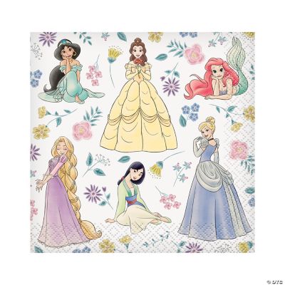 5" Floral Disney Princess Party Disposable Paper Beverage Napkins – 16 ...
