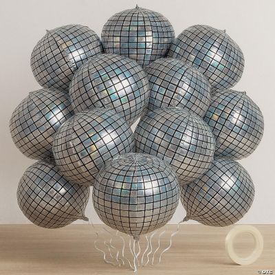 Disco Ball Foil Balloons Silver 4D Mylar Balloons 11pcs for Disco Theme ...