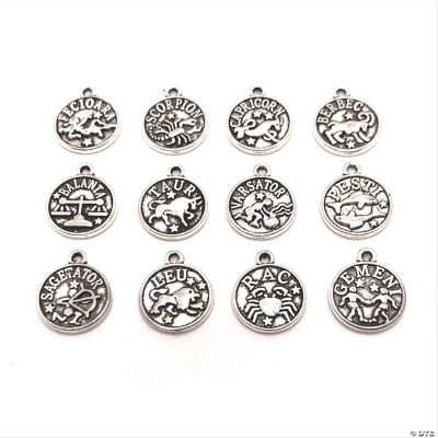 60 Pcs Silver Zodiac Coin Charm Sets | Oriental Trading