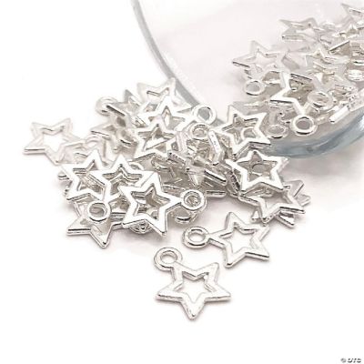 50 Pcs Silver Plated Open Star Charms | Oriental Trading