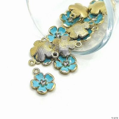 50 Pcs Blue Flower Rhinestone Charm | Oriental Trading