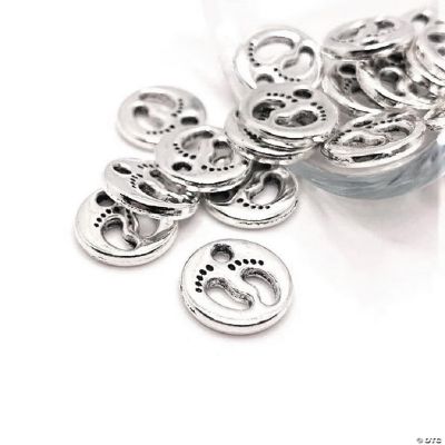 50 Pcs Silver Baby Feet Circle Charms | Oriental Trading