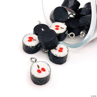 4 Pcs Black Sushi Roll Food 3D Charms | Oriental Trading