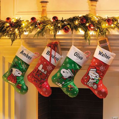 18" Personalized Peanuts® Snoopy & Woodstock Christmas Stockings - 4 Pc ...