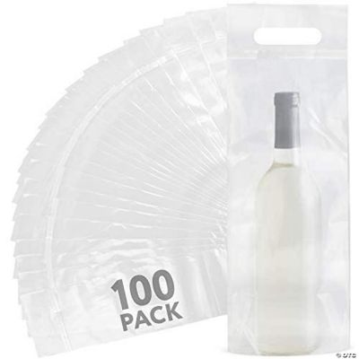 Wine Bags with Handles - 100 Pack - Clear Plastic To Go Bags - Fits 25 ...