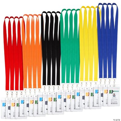 24 Pack Bulk Colorful Lanyards for with Clear ID Badge Holder for Name ...