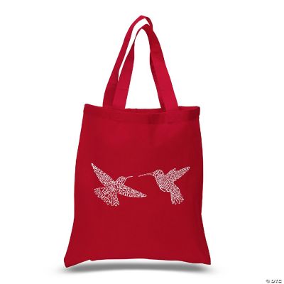 Hummingbirds - Small Word Art Tote Bag - Red - 15"W x 16"H | Oriental ...