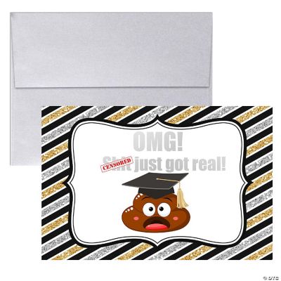 AmandaCreation Funny Poop Emoticon Blank Folded Graduation Card 1pk ...