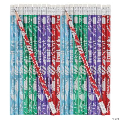 6 1/4" Religious Fruit of the Spirit Wood Pencils Assortment - 24 Pc ...
