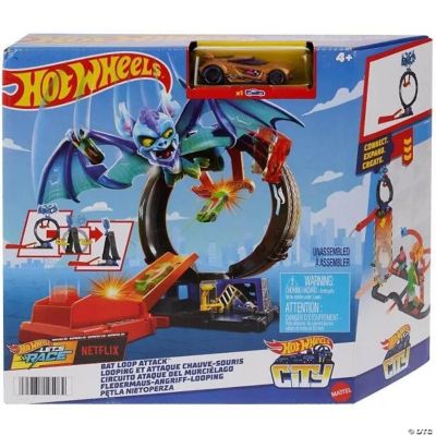 Hot Wheels City Toy Car Track Set, Bat Loop Attack with Adjustable Loop ...