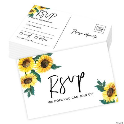 56-Pack RSVP Postcards Sunflowers Cardstock Response Reply Cards ...