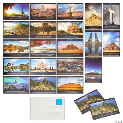 40 Pack Bulk Travel Fun Fact Blank Postcards for Kids & Students, Cute ...