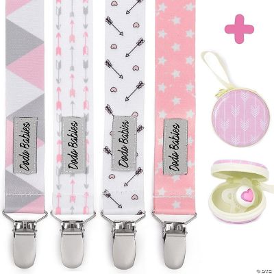 Pacifier Clip Set - Four Clips Plus Binky Case - Universal Holder Fits ...