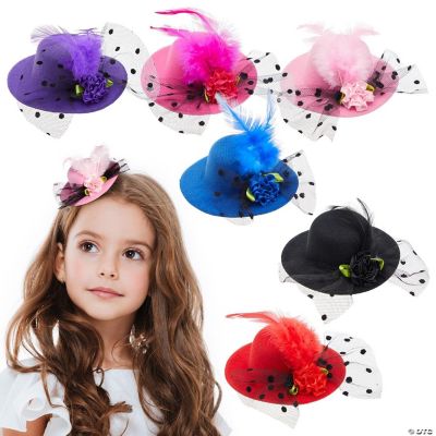 6 Pack Mini Tea Party Hats for Women, Fancy Hair Fascinators for Girls in 6 Colors, 4 In ...