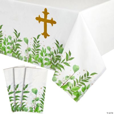 Sparkle and Bash 3 Pack Religious Baptism Tablecloth, First Communion ...