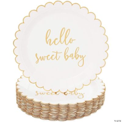 48-Pack Hello Sweet Baby Disposable Paper Plates 9" Baby Shower Party ...