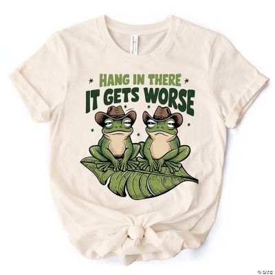 Hang In There It Gets Worse T-Shirt, Natural Funny Frog Tee with Dark ...