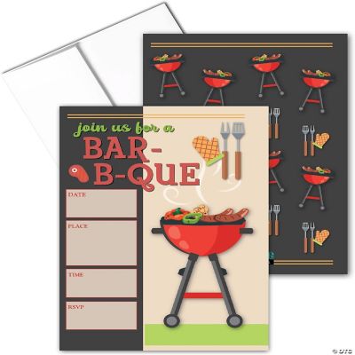Stonehouse Collection BBQ Invitations with Envelopes - Picnic, Outdoor ...