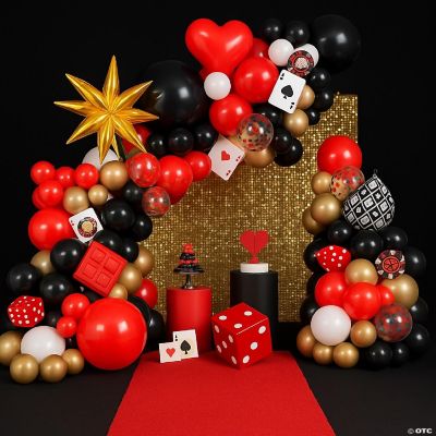 Casino Theme Balloon Kit 137pcs Red, Black & Gold Garland Set for Poker ...