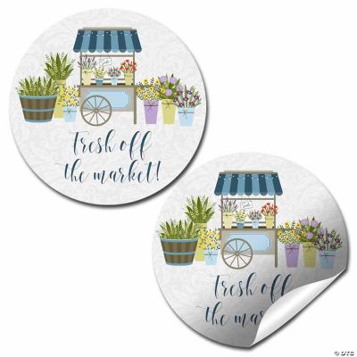 Fresh Off the Market Flower Cart Bridal Shower Party Favor Stickers ...