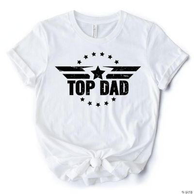 Top Dad Military Star T-Shirt, White Patriotic Tee for Heroic and Proud ...