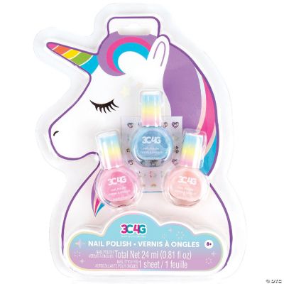 3C4G: Unicorn Shimmer Trio Nail Polish Set - 3 Bottles W/ Nail Stickers | Oriental Trading