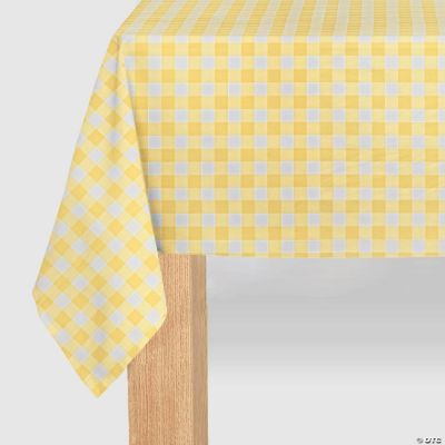 Yellow Gingham Paper Tablecloth | Oriental Trading