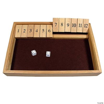 WE Games 12 Number Shut the Box Board Game, Natural Wood, 13.5 in ...