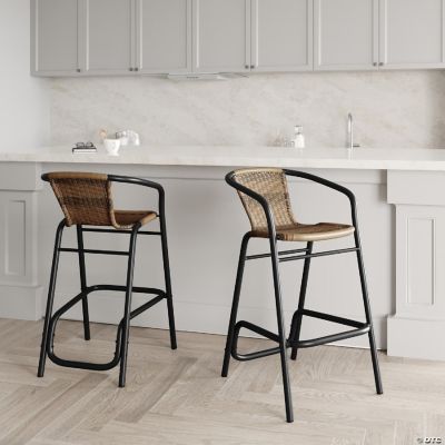 Emma + Oliver 2 Pack Medium Brown Barstool | Oriental Trading