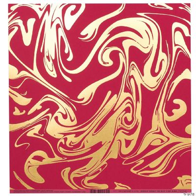 Bazzill Foiled Pattern Cardstock 12"X12"-Marble W/Gold, Lollipop ...