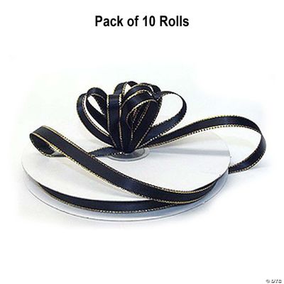 3/8"x50 yard Black Satin Gift Ribbon with Gold Edge | Oriental Trading