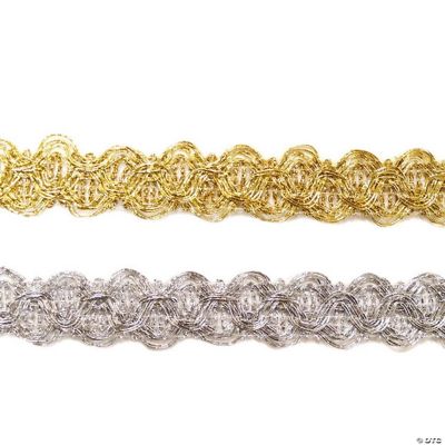 3/4"x 15 Yards Silver Metallic Lace Trim 5 Packs Metallic Trim ...