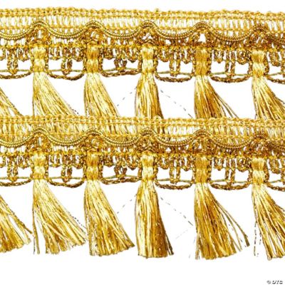 2 1/4" x 10 Yards Gold Metallic Tassel Trim Pack of 5 | Oriental Trading