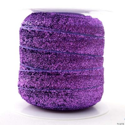 5/8" x 20 Yards Fold Over Elastic Stretch Purple Glitter Trim ...