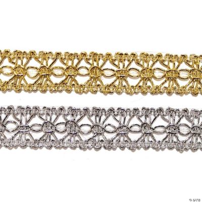 3/4"x 15 Yards Silver Metallic Lace Trim 5 Packs Metallic Trim 1 ...