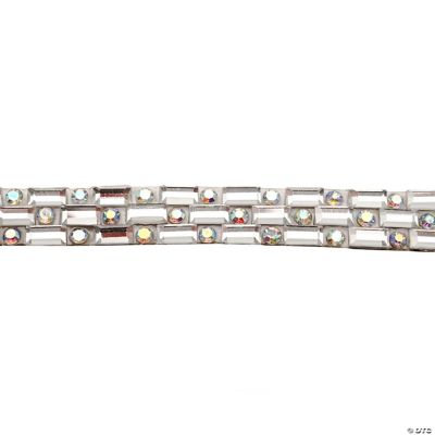 1/4" x 5 Yards Silver / AB Crystal Cluster Iron-On Rhinestone Trim ...