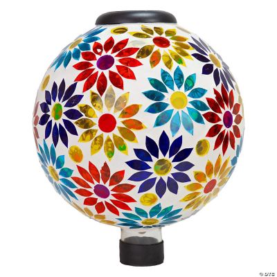 Sunnydaze Midsummer Dahlias Glass Mosaic Indoor/Outdoor Gazing Globe with Solar Light - 10 ...