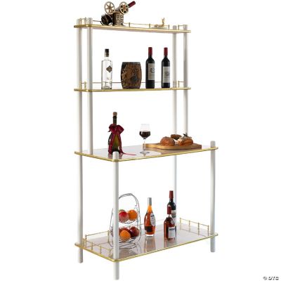Fabulaxe Modern Display Wooden Console Bar Serving Table with 4 Tiered ...