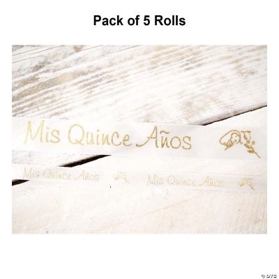 7/8" x 25 Yards Gold "MIs Quince Anos" Spanish Printed Quinceanera ...