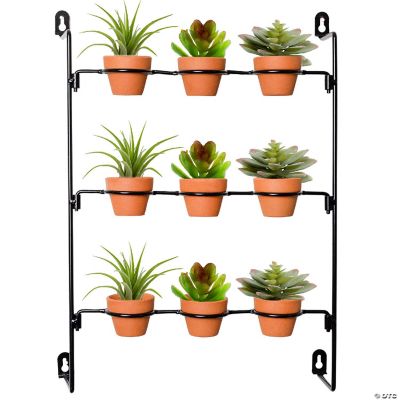 Black Mini Clay Pot Hanging Rack 2in w/ Pots; 3x3 Grid for Plants and ...