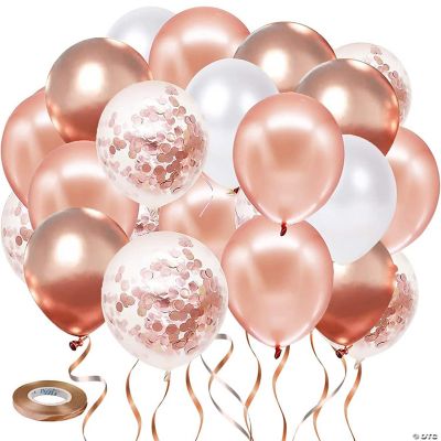 50pcs Rose Gold Confetti Balloons White, Pink & Chrome for Engagement ...