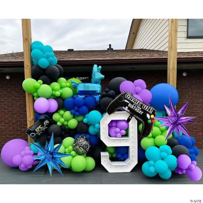 Gamer Balloon Arch Set 150pcs Green, Blue & Black Garland for Video ...