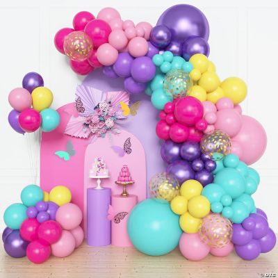 Teal & Pink Magic Balloon Kit 153pcs Arch Set in Blue, Pink, Yellow ...