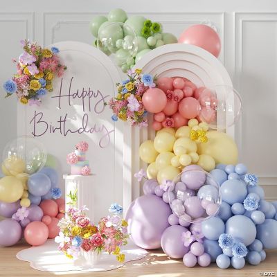 134Pcs Pastel Arch Kit Rainbow Balloon Garland in Pink, Yellow, Blue ...