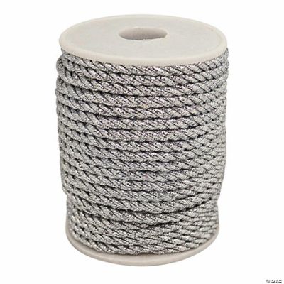 4mm x 25 Yards Metalic Silver Rope Trim Pack of 5 Spools | Oriental Trading